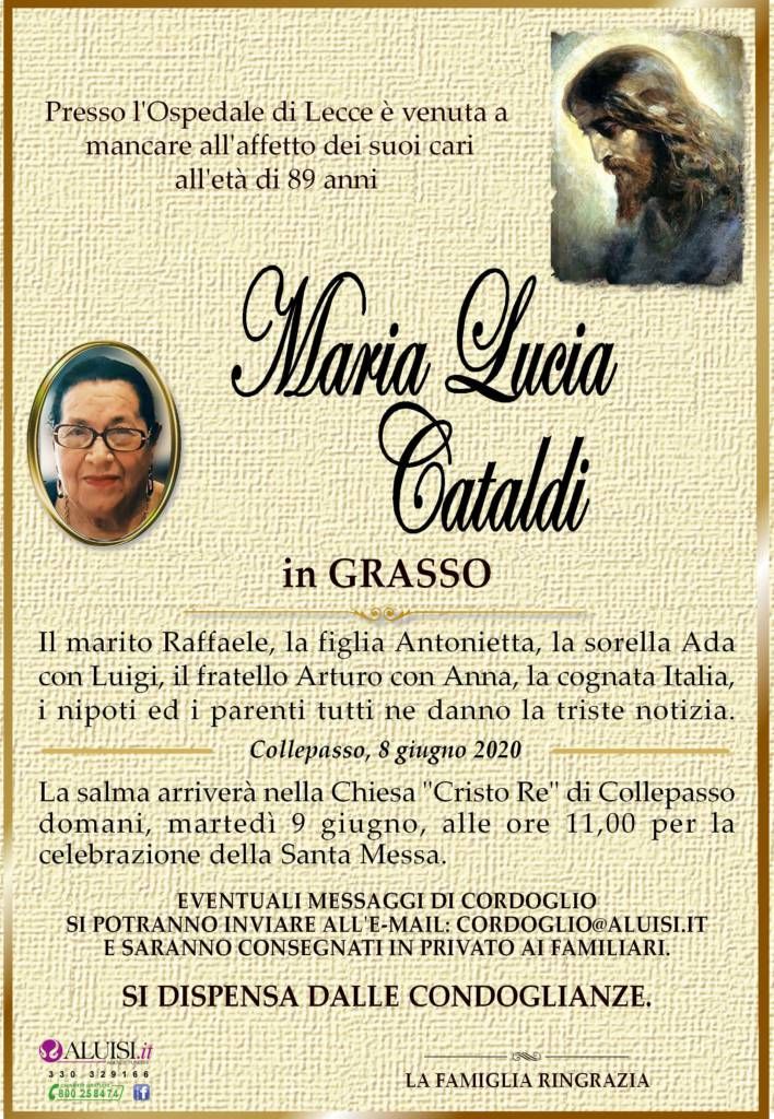 Maria Lucia Cataldi – in GRASSO – Collepasso | Aluisi Agenzia Funebre Lecce