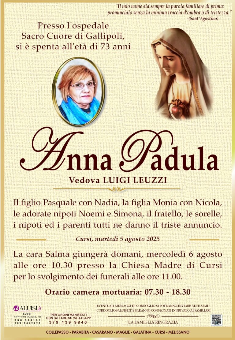 Necrologi | Aluisi Agenzia Funebre Lecce